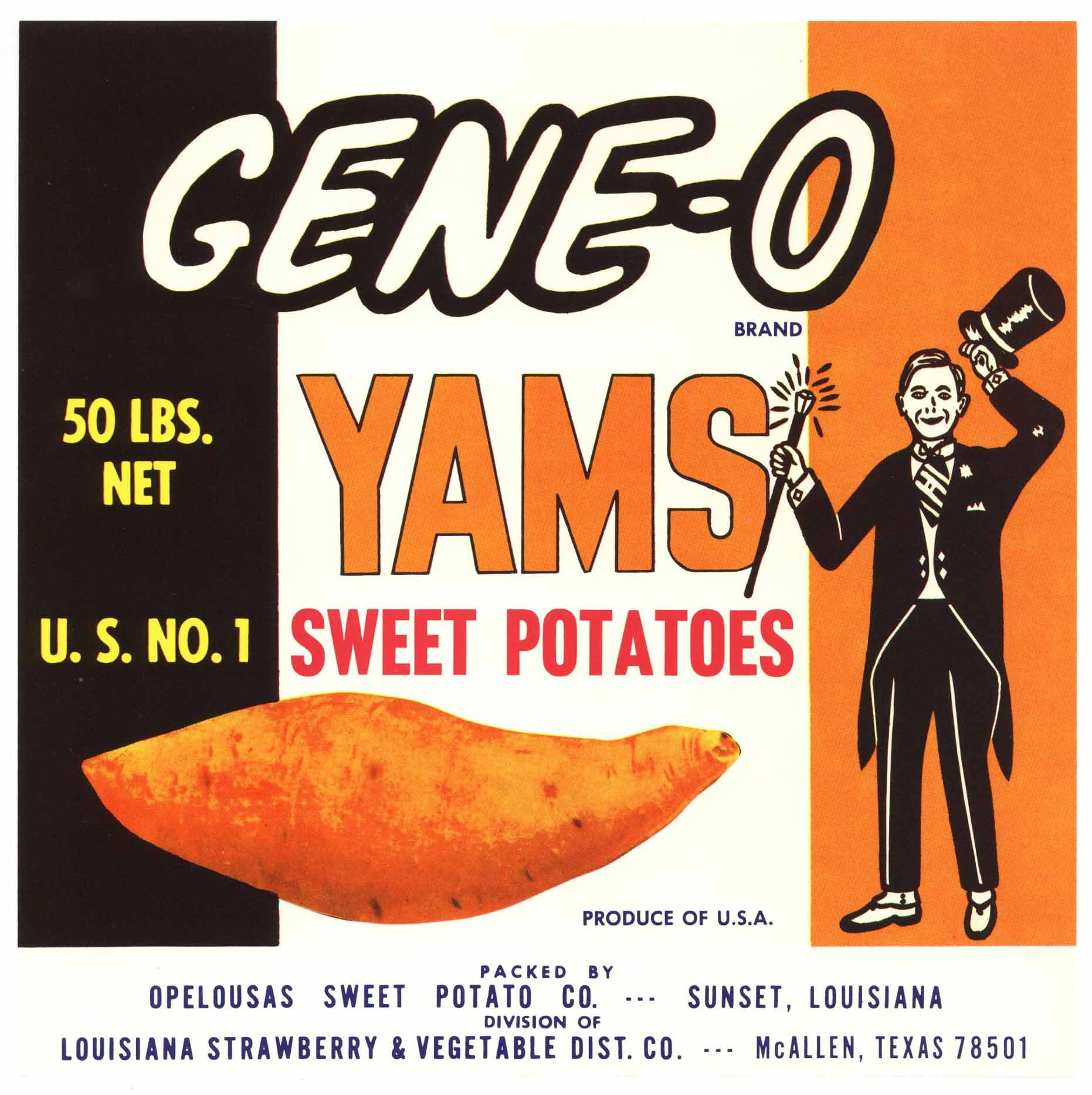 Gene-O Brand Vintage Sunset Louisiana Yam Crate Label – thelabelman